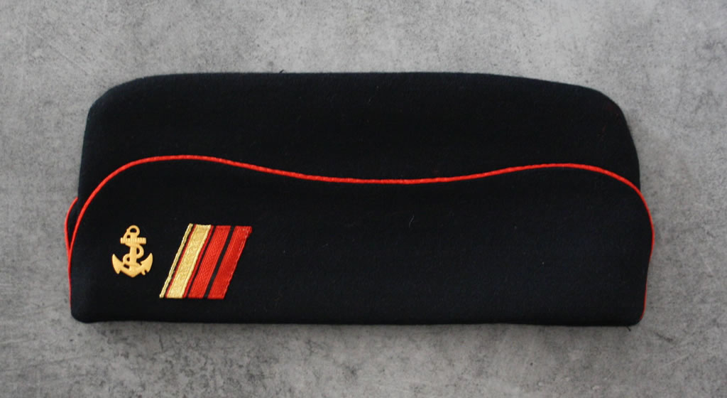 Calot Tradition Troupes de Marine avec ancre et grade